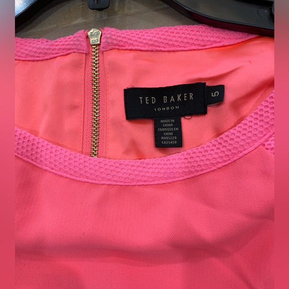 Ted Baker | Dresses | Ted Baker Jineen Mesh Hot Pink Fitted Midi Dress ...